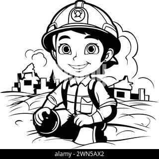 Cartoon firefighter holding a fire hose Stock Vector Image & Art - Alamy