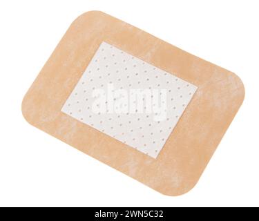 Medical big elastic plaster on woman hand isolated on the white ...