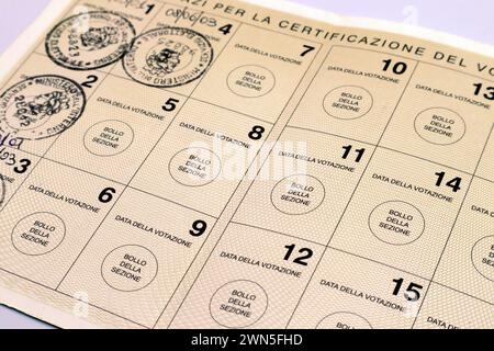 Italian electoral card with spaces for vote certification Stock Photo ...