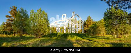 5 July 2020 Nevsky Patch, Leningrad region, Russia: Aerial panaramic ...