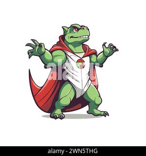 Superhero frog cartoon character. Vector illustration isolated on white ...