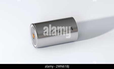 Lithium-ion 4680 Tesla battery pack, High-capacity accumulator cell ...