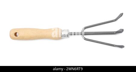 One rake isolated on white. Gardening tool Stock Photo - Alamy