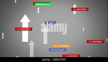 Image of media icons over arrows Stock Photo - Alamy