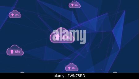 Image of network of connections with icons over white background Stock ...