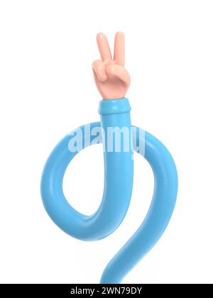 Cartoon Gesture Icon Mockup. Two fingers social icon. Cartoon character ...