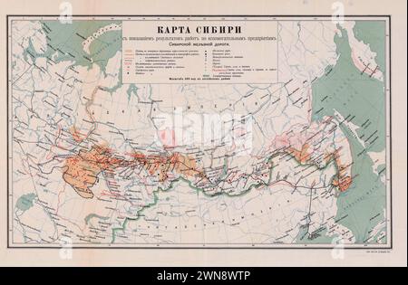 Vintage Russian Map Showing the Trans-Siberian Railroad. 1896 Stock ...