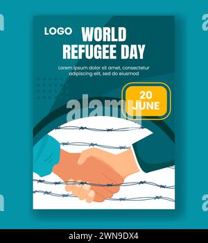 Refugee Day Vertical Poster Flat Cartoon Hand Drawn Templates ...