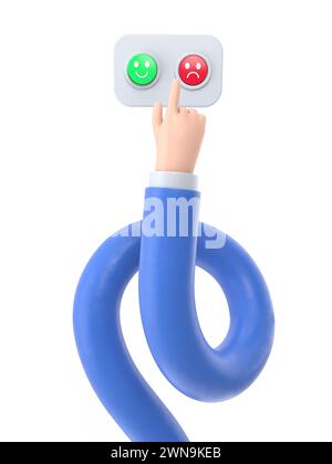 Disappointed customer cartoon hand presses the red button. Business or ...