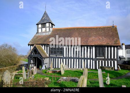 The timber-framed church at Melverley, Shropshire, UK Stock Photo - Alamy