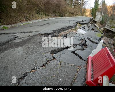 Sliding edge of a road on a slope in a mountainous area Stock Photo - Alamy