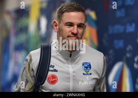 Matt Dufty of Warrington Wolves arrives at the stadium before the ...