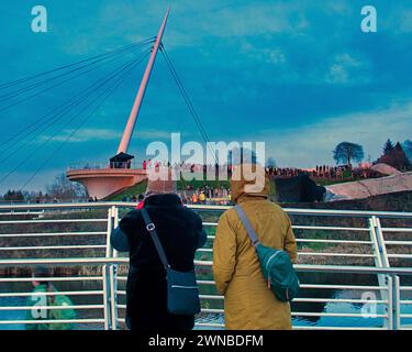 Stockingfield Bridge Park by the Forth & Clyde Canal, Glasgow, Scotland ...