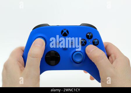 An Xbox controller being held on a white background Stock Photo - Alamy