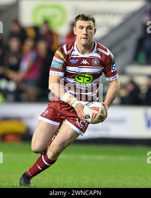 Harry Smith of Wigan Warriors breaks with the ball during the Betfred ...
