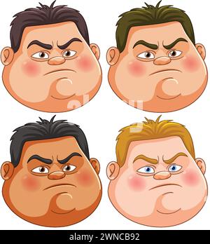 Four cartoon faces showing different expressions Stock Vector Image ...