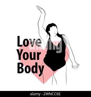 Stop body shaming and love yourself. Smiling woman hanging body ...