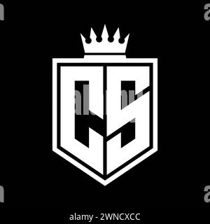 CS monogram logo with bold letters shield shape with black and white ...