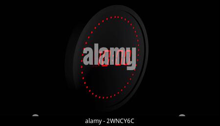Image of red digital timer changing on red circles over black ...