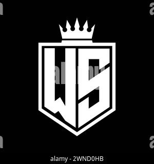 WS monogram logo with bold letters shield shape with black and white ...
