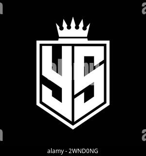 YS monogram logo with bold letters shield shape with black and white color design template Stock ...