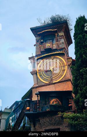The leaning clock tower built by Georgian puppeteer Rezo Gabriadze is ...