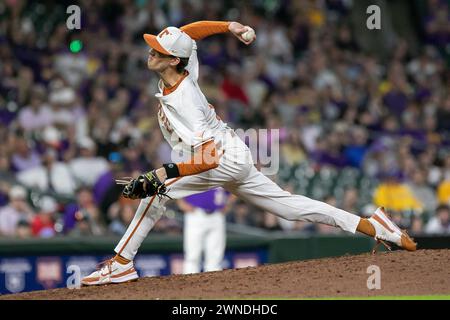 Texas pitcher Tanner Witt throws against Nevada during an NCAA baseball ...
