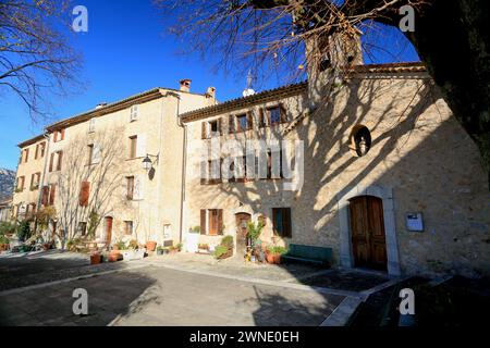The Loup valley in the Prealpes d'Azur regional park in the back ...