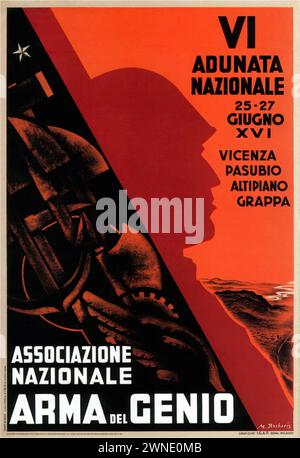 Italian Fascist propaganda poster depicting Mussolini 1935 Stock Photo ...