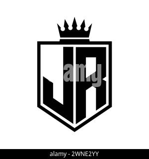 JR monogram logo with bold letters shield shape with black and white ...