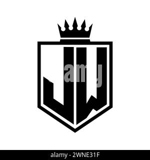JW monogram logo with bold letters shield shape with black and white color design template Stock ...