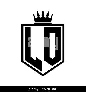 LO Letter Logo monogram bold shield geometric shape with crown outline ...