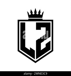 LZ monogram logo with bold letters shield shape with black and white ...
