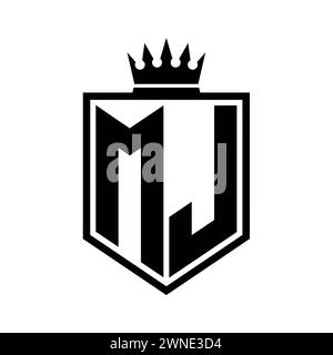 MJ monogram logo with bold letters shield shape with black and white ...