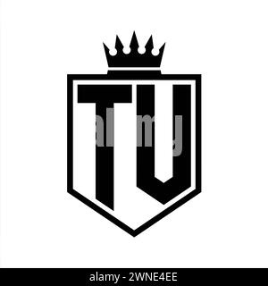 TV monogram logo with bold letters shield shape with black and white ...