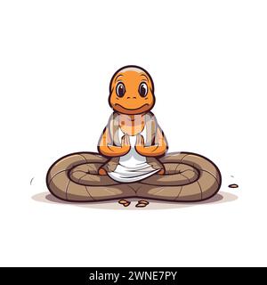 Cute cartoon turtle meditating in lotus position. Vector illustration ...