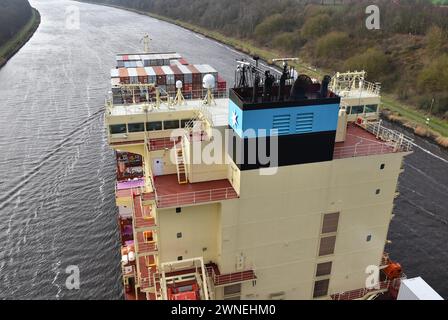 Container ship Laura Maersk sailing in the Kiel Canal, Kiel Canal ...