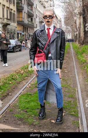 A model is seen at Dolce e Gabbana fashion show during the Milano ...