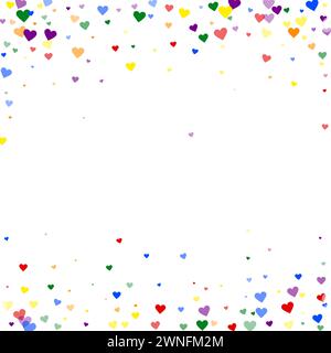 Falling hearts valentine card template. Rainbow colored scattered ...