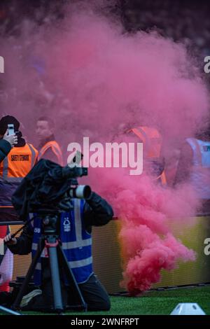 Liverpool fans set off flares during the Emirates FA Cup final at ...