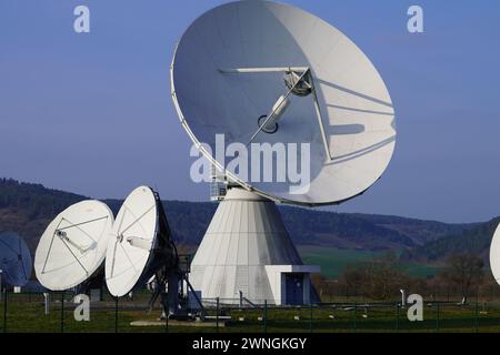 The earth station with its around 80 parabolic antennas is part of one ...