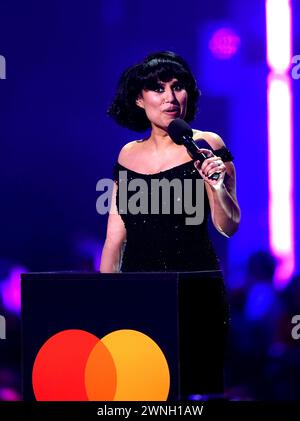 Raye on stage after winning the award for Best New Artist during the ...