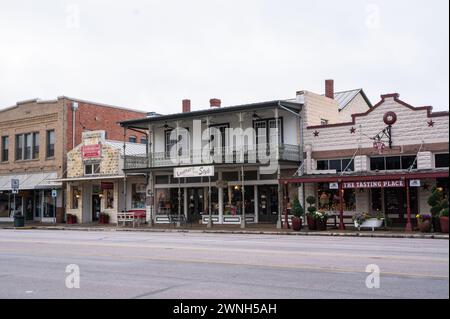 Fredericksburg, Texas - February 22, 2024: Street scene from hill ...