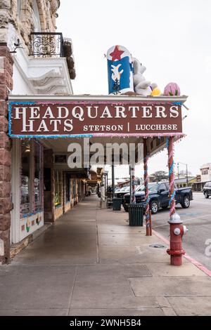 Fredericksburg, Texas - February 22, 2024: Street scene from hill ...