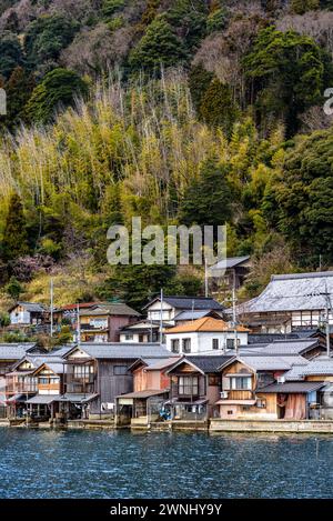 Beautiful fishing village of Ine in the north of Kyoto. Funaya or boat ...