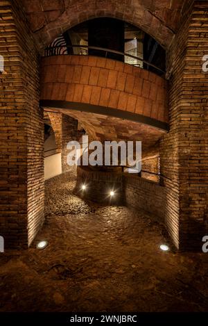 Helical ramp in the basement of Palau Güell designed by Antoni Gaudí ...