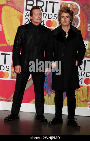 London, UK. Tre Cool and Billie Joe Armstrong of Green Day at the BRIT ...