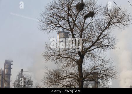 Steel mills Smoke and powder dust pollution in large industrial ...