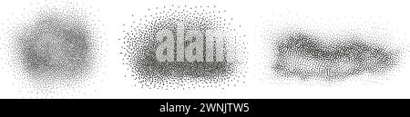 Dotwork abstract shapes, black grain texture, abstract stipple sand ...