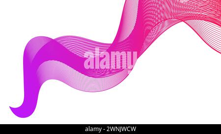 gradient wave lines on gradient background. Fluid round shapes on 3D ...